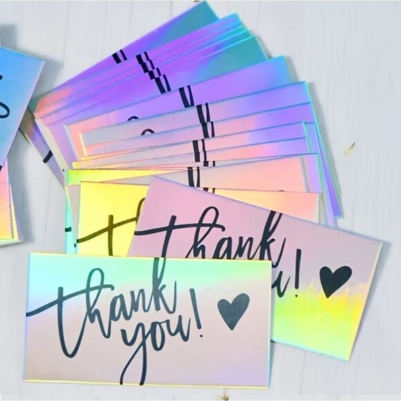 Office | Holographic Iridescent Thank You Cards For Your Business ...